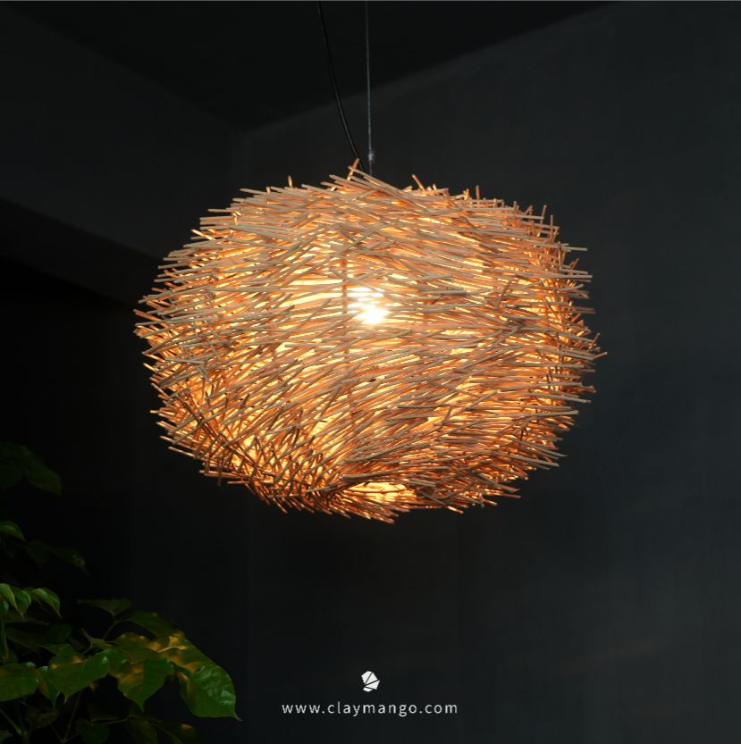 Wegnar - Unique handmade Woven Hanging Pendant Light, Natural/Bamboo P ...
