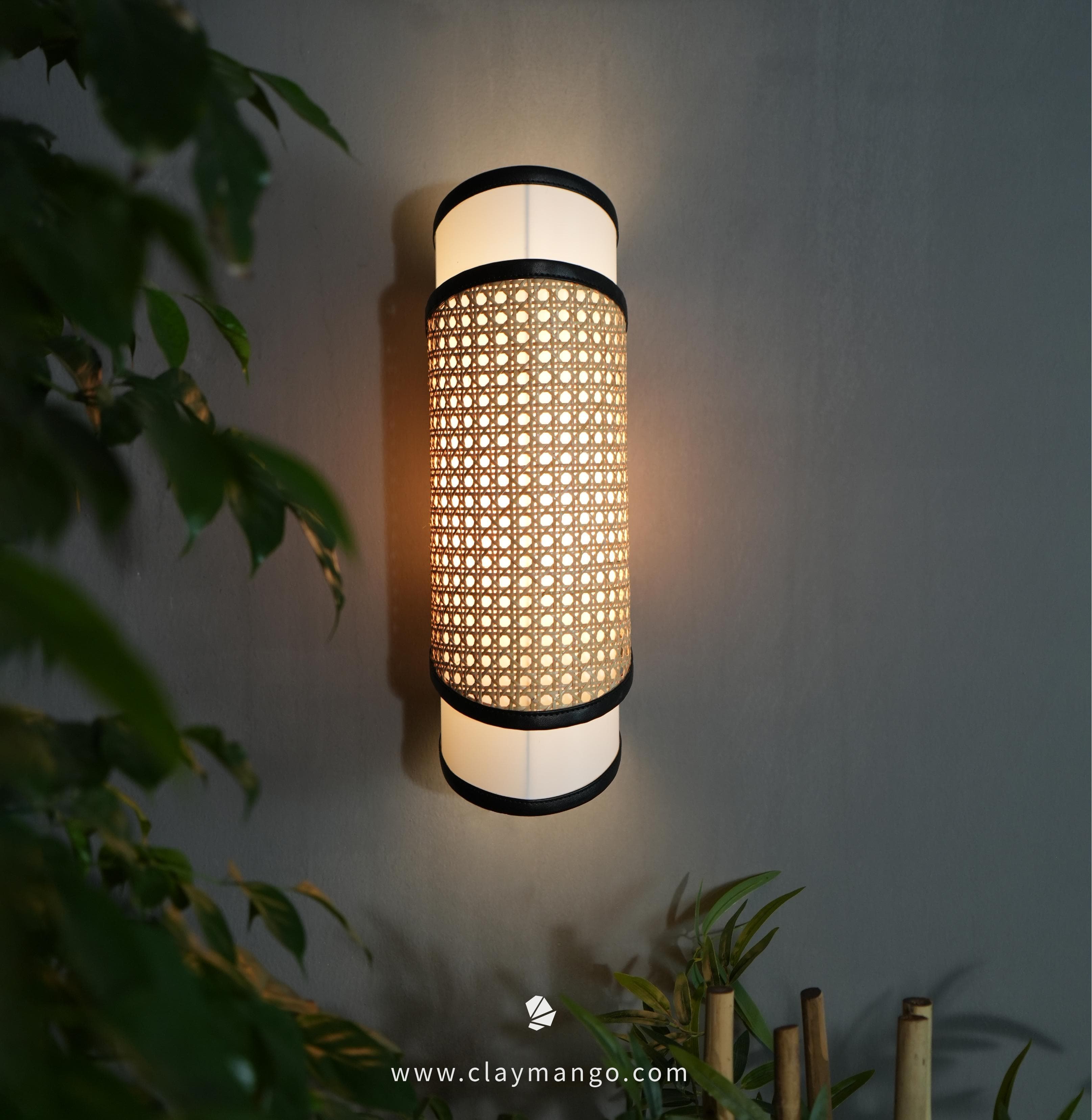 Valor - Unique handmade Woven Wall Sconce Light, Natural/Bamboo Wall S ...