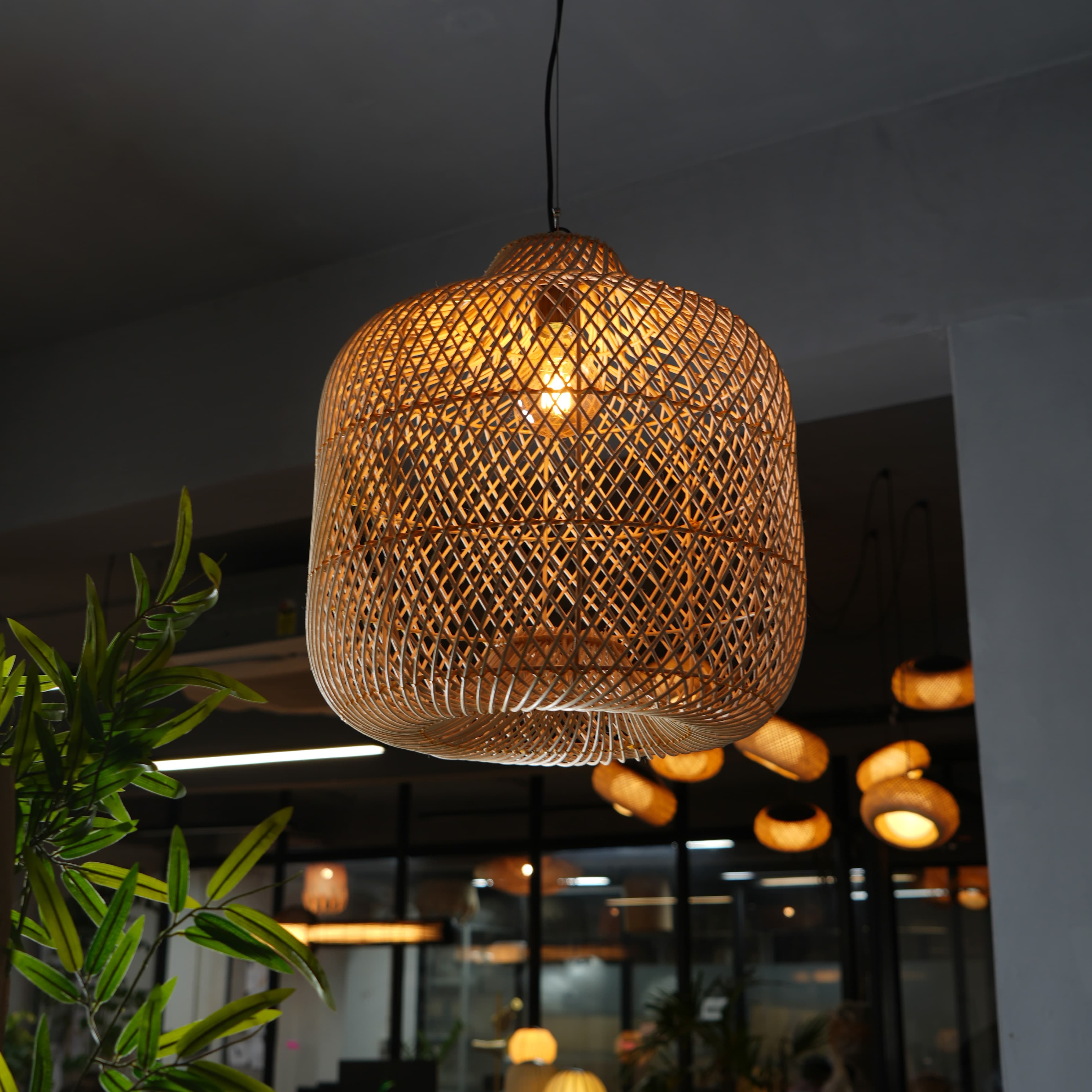 Cage 2.0 : Unique handmade Woven Hanging Pendant Light, Natural/Cane P ...