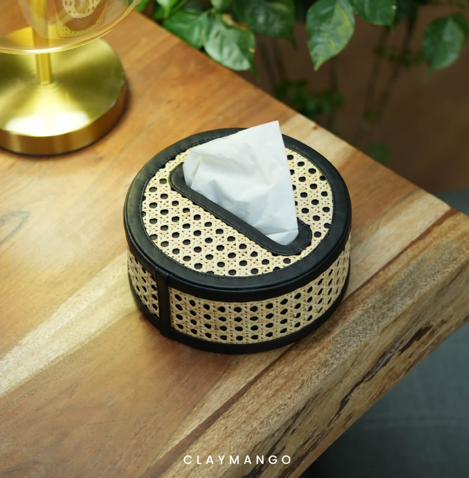 Round Natural Cane Mesh Table Top Tissue Paper Holder Box For Home/Off ...