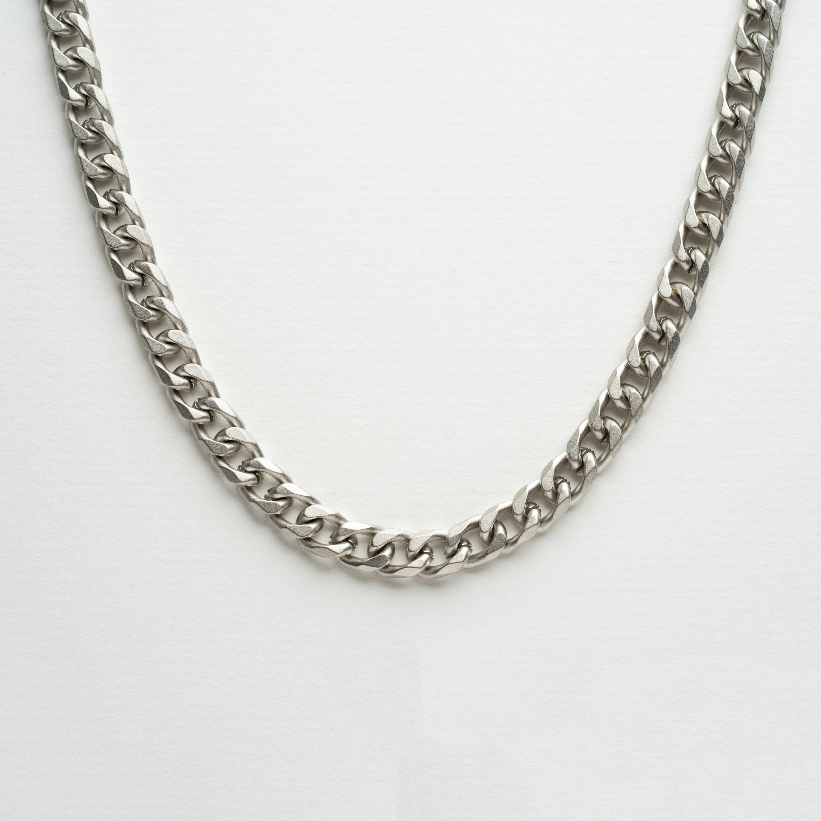 Cuban Neck Chain - 8mm - Satin Silver – Claymango.com